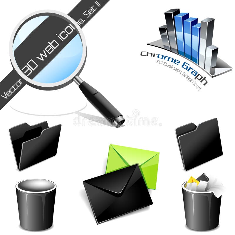 Vector Icons: 3D Web Icons. Set 2 Stock Vector - Illustration of search ...