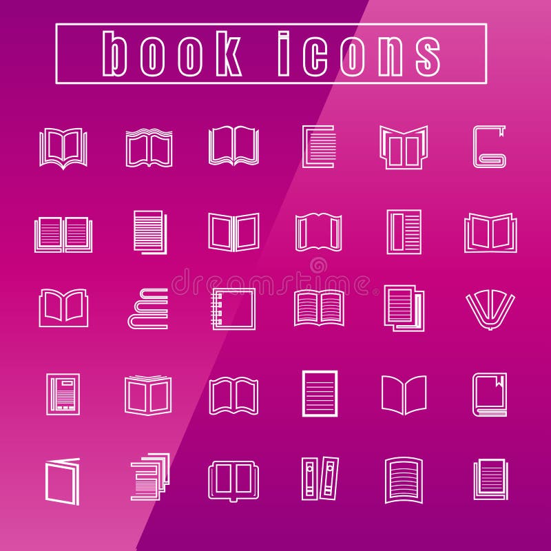 Vector Icons Books Thin Line White Stock Vector - Illustration of ...