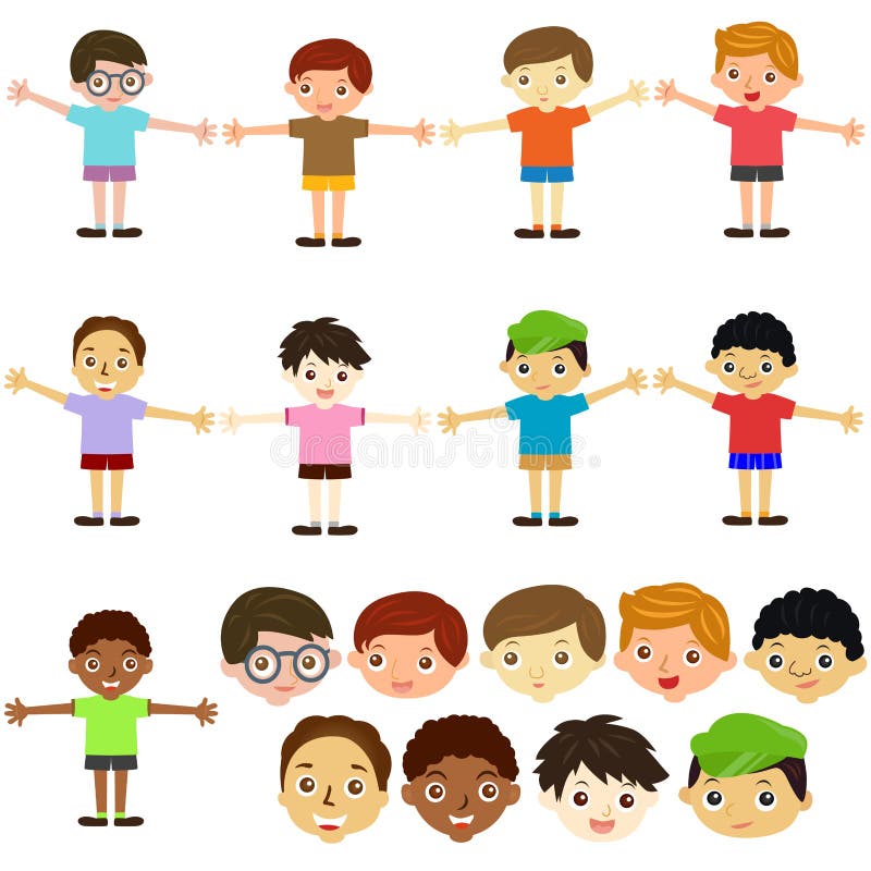 Vector Icons : Boys, Man, Kids Stock Vector - Illustration of curly ...