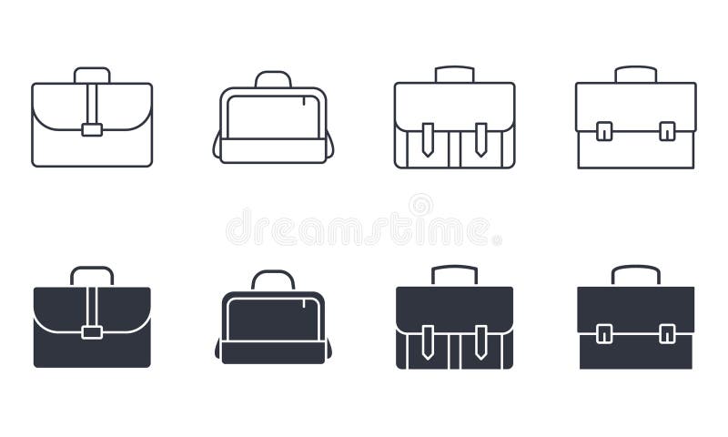 Vector Icons Briefcase for Business and Career. Classic Work Bag for ...
