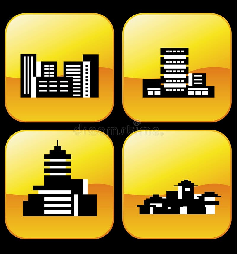 Vector icons of buildings stock vector. Illustration of city - 14184072