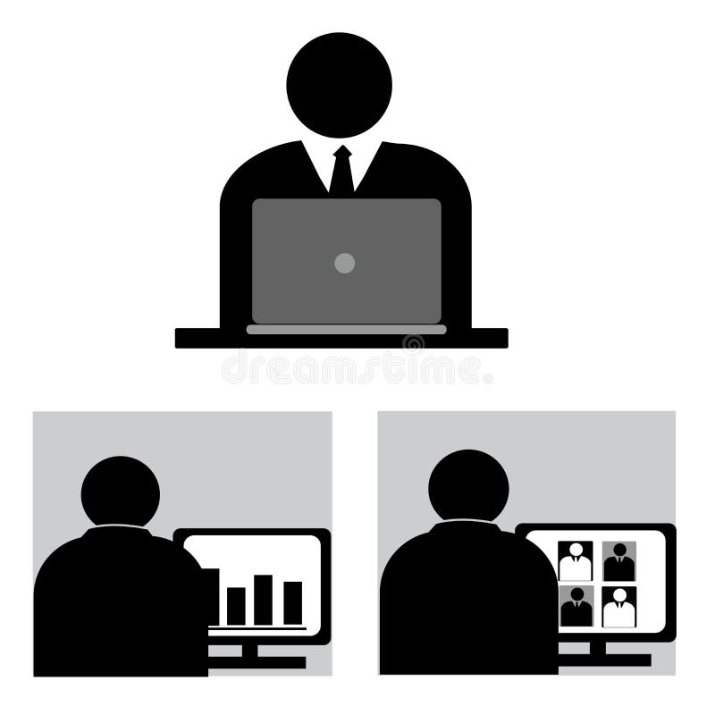Businessman Working on Computer Icon Design Stock Vector - Illustration ...