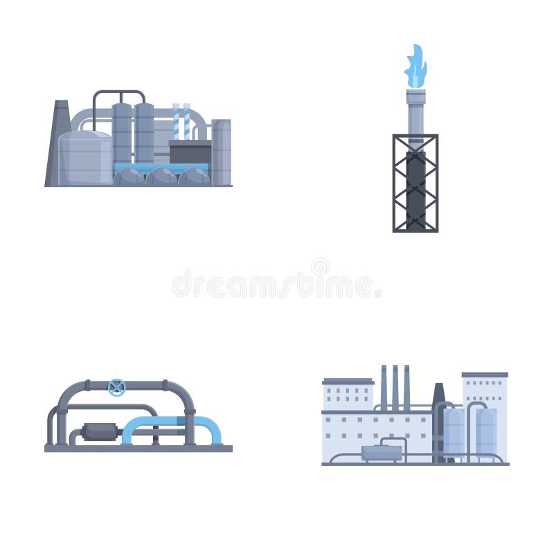 Vector Icons Depicting Elements of Industrial Infrastructure Including ...