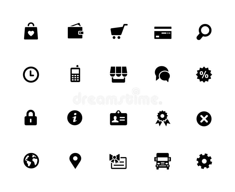 Online Store Icons // 32 Pixels Icons White Series Stock Vector ...
