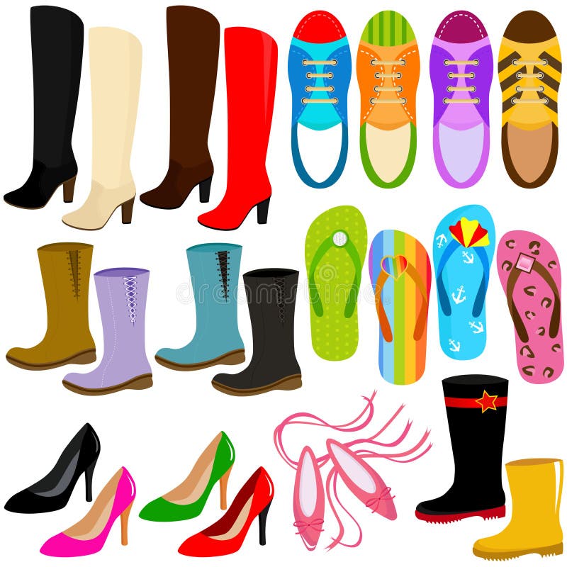 Vector Icons: Different Kinds of Shoes Stock Vector - Illustration of ...