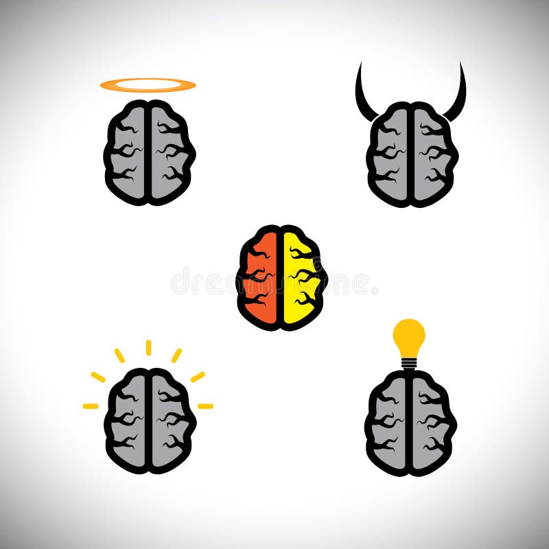 Vector Icons of Different Types of Brains Like Genius, Creative Stock ...
