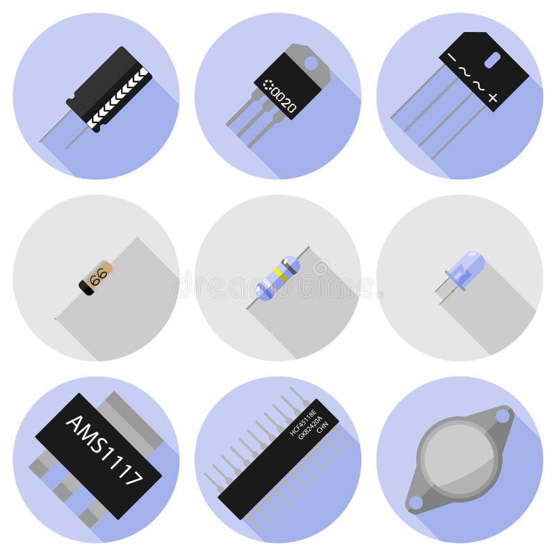 Vector Icons of Electronic Components Stock Vector - Illustration of ...