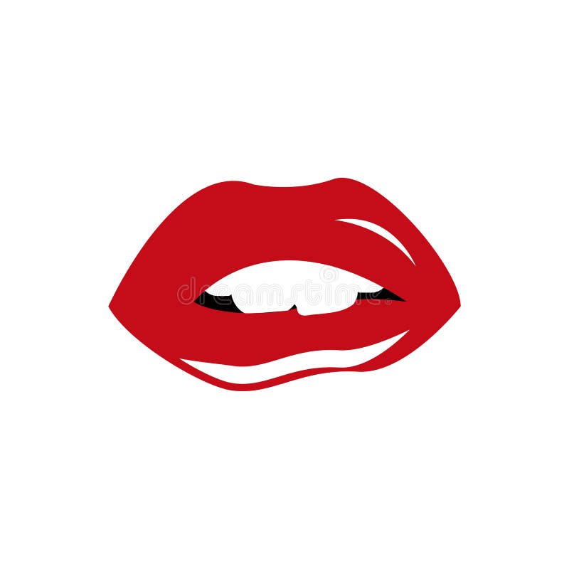 Vector Icons of Female Lips Print Stock Vector - Illustration of face ...