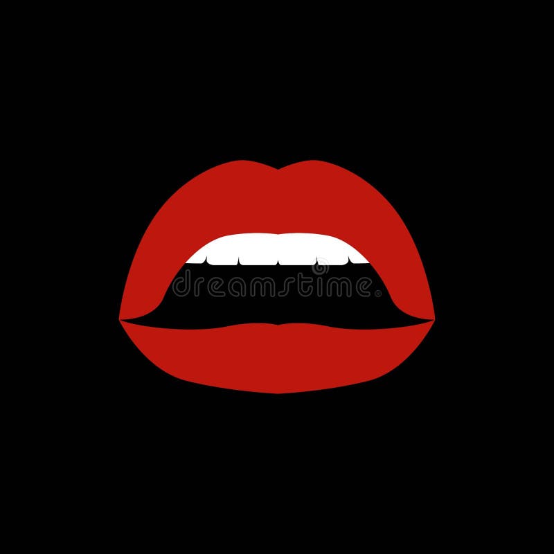 Vector Icons of Female Lips Print Stock Illustration - Illustration of ...