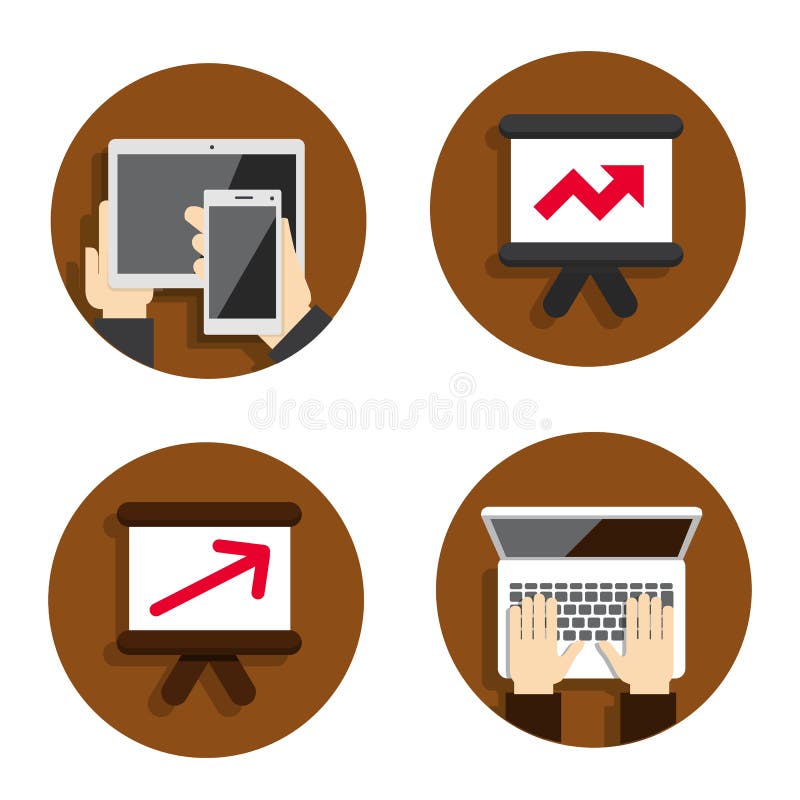 Vector Icons Flat Set Digital Stock Vector - Illustration of flat ...