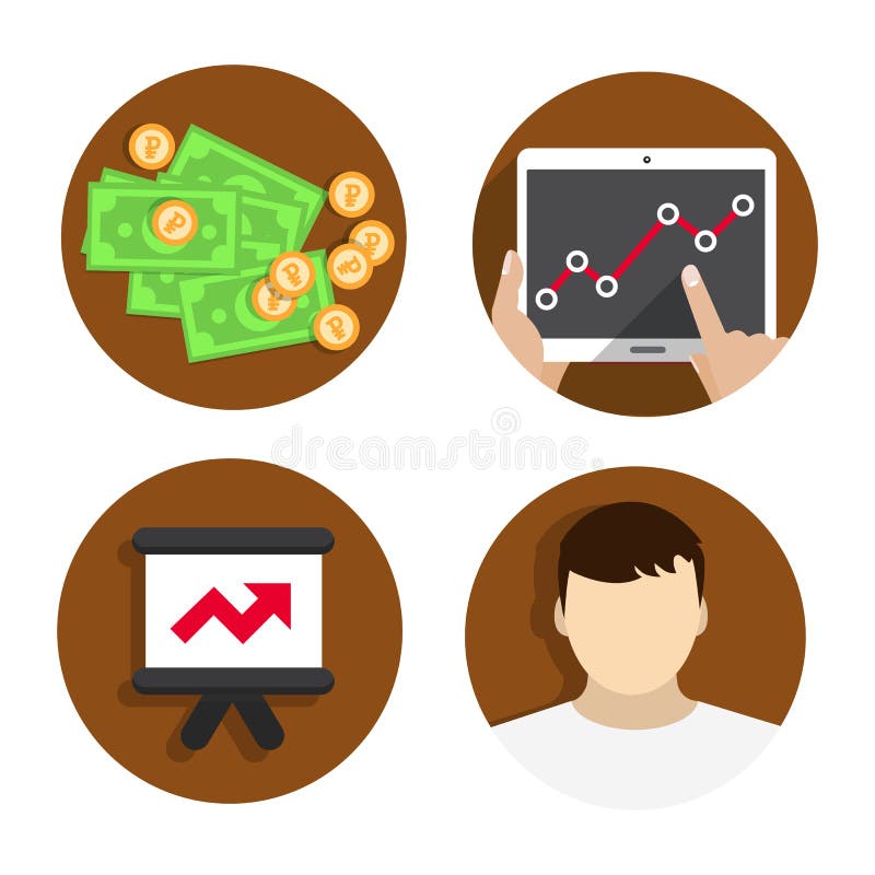 Vector Icons Flat Set Digital Stock Vector - Illustration of roubles ...