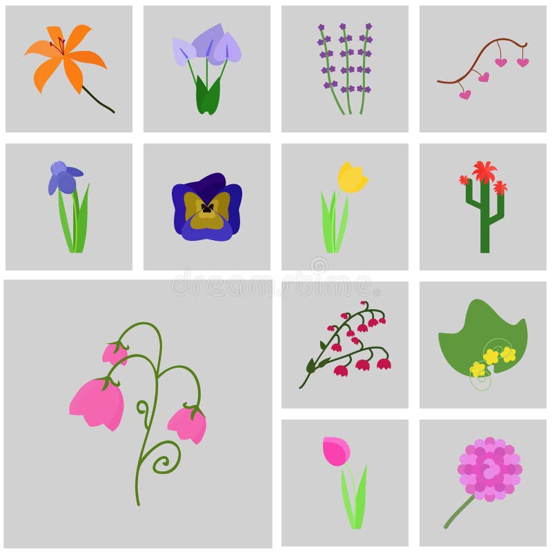 Vector icons flowers stock vector. Illustration of icon - 70138598