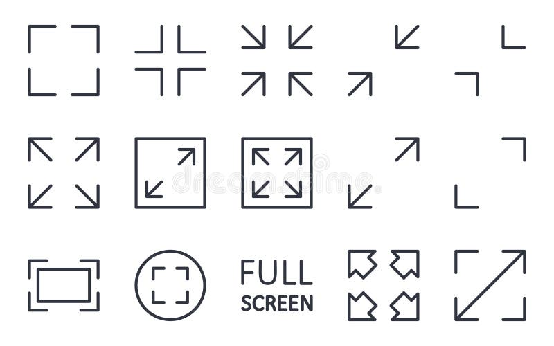 Vector Icons Full Screen and Exit Screen. Arrows and Scalable Interface Symbols for Web, App ...