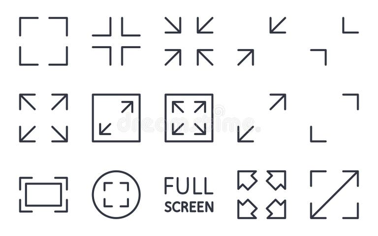 Vector Icons Full Screen and Exit Screen. Arrows and Scalable Interface Symbols for Web, App ...