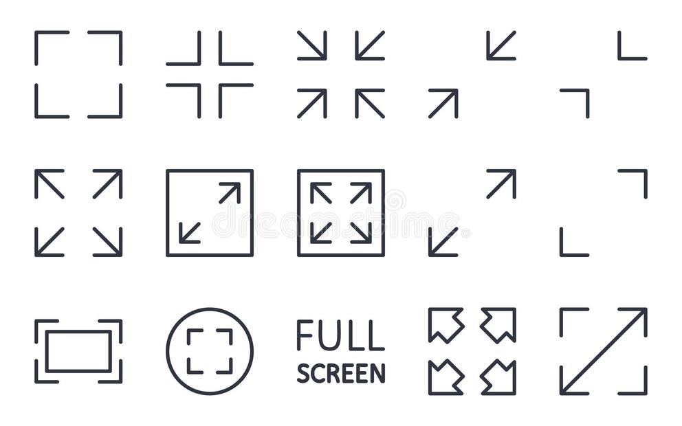 Vector Icons Full Screen and Exit Screen. Arrows and Scalable Interface Symbols for Web, App ...