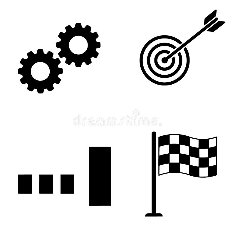 Efficiency & Goal Achievement Process Vector Icon Set Stock ...