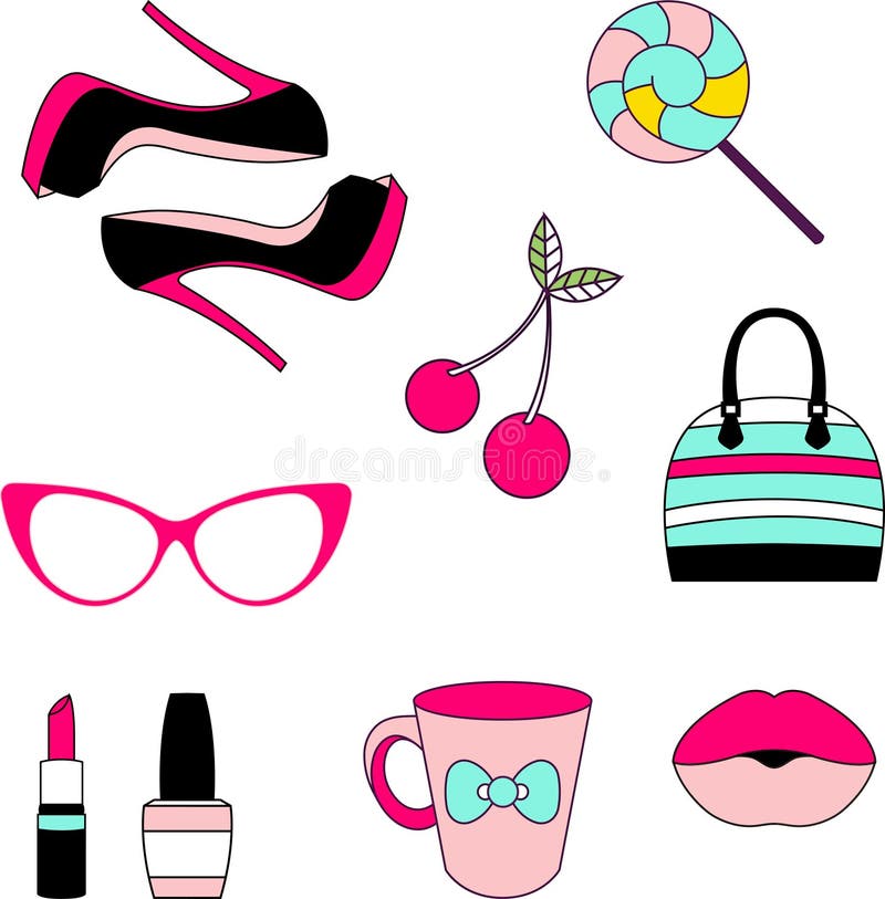 Vector Icons of Glamor Stickers and Labeles Stock Vector - Illustration ...
