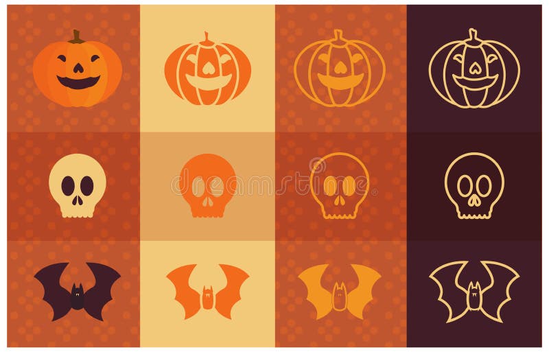 Vector and Icons of Halloween Figures. Stock Vector - Illustration of ...