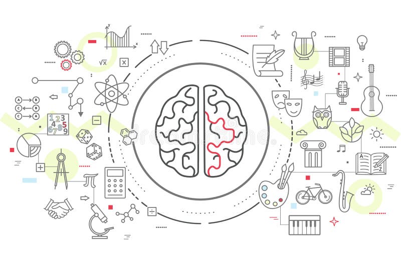 Vector Icons of Human Brain Activity. Stock Vector - Illustration of ...