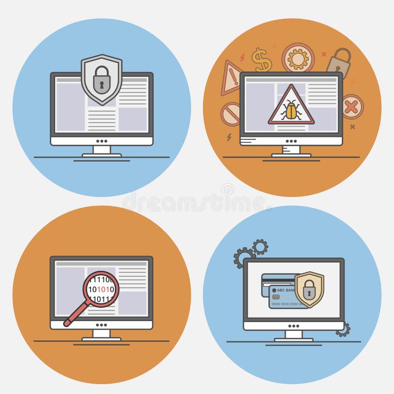 Vector Icons Internet Security Stock Vector - Illustration of privacy ...