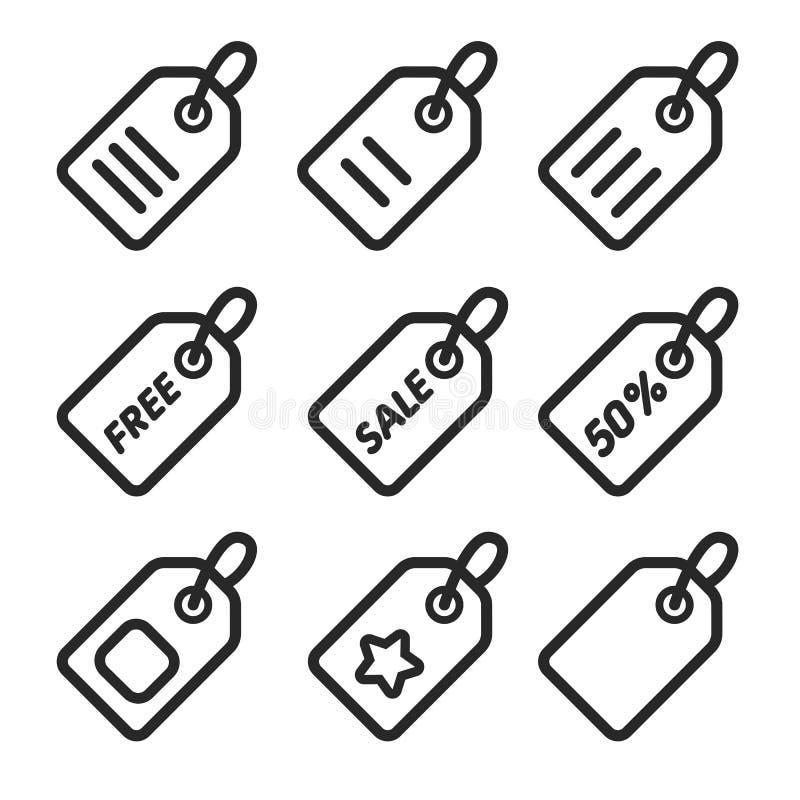 Vector Icons Label Sticker stock vector. Illustration of present - 80395785