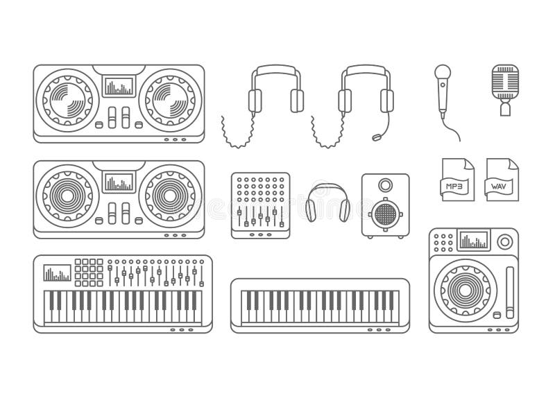 Set of Vector Icons of Music Production Tools Stock Vector ...