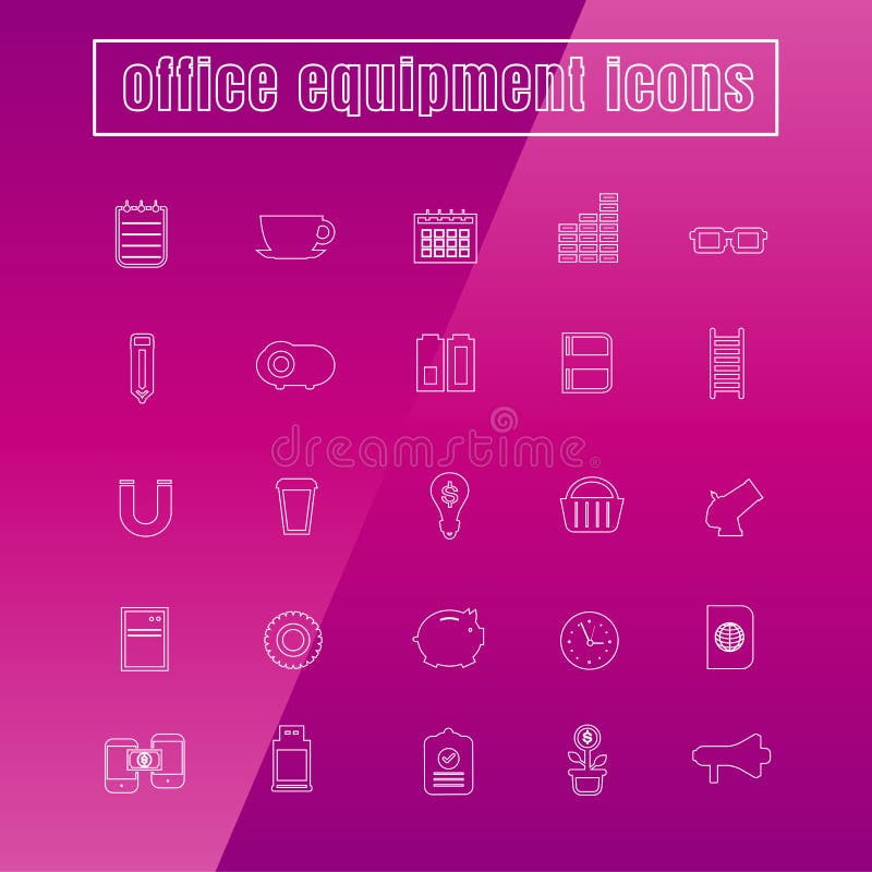 Vector Icons Office Equipment Thin Line White Stock Vector ...