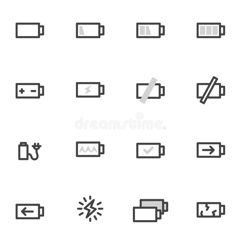 Vector Icons Set Charged and Discharged Battery or Accumulator on a ...