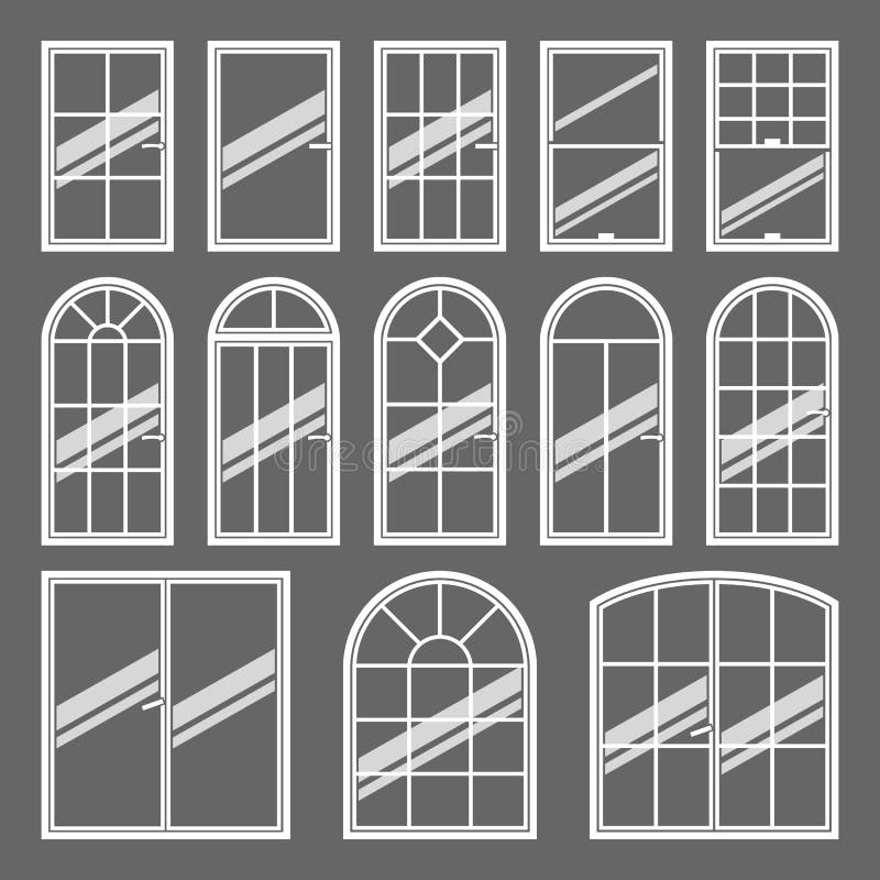 Vector Icons Set of Different Types of Windows Stock Vector ...