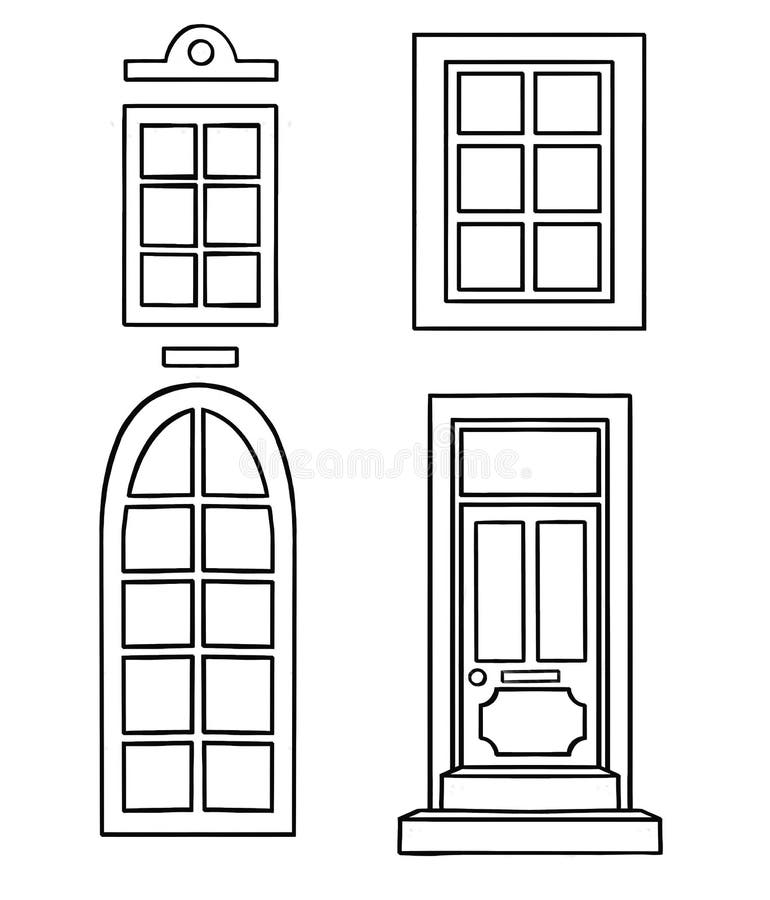 Vector Icons Set of Different Types of Windows. Stock Illustration ...