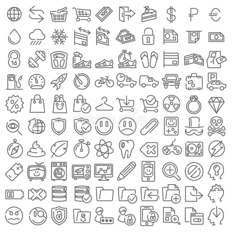100 vector icons set stock vector. Illustration of handsfree - 45461996