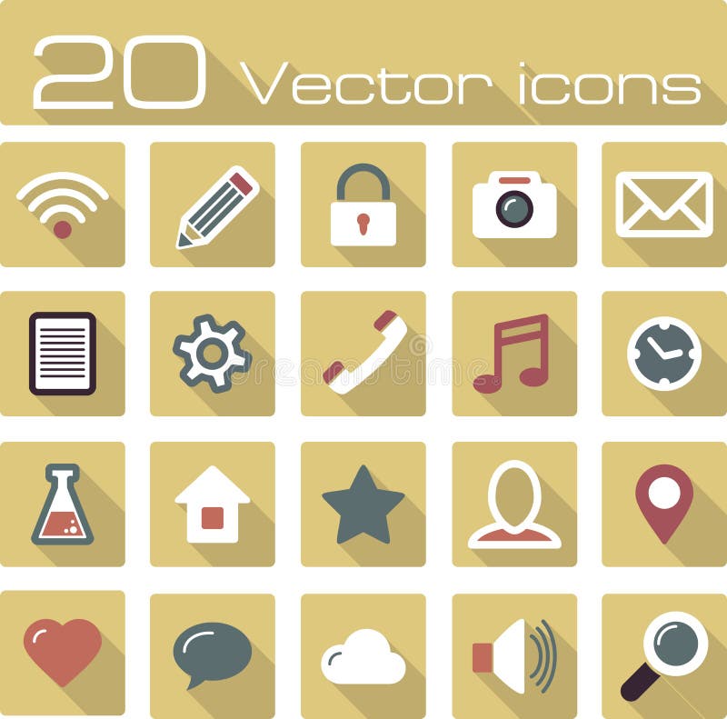 Vector icons set stock vector. Illustration of application - 38885550