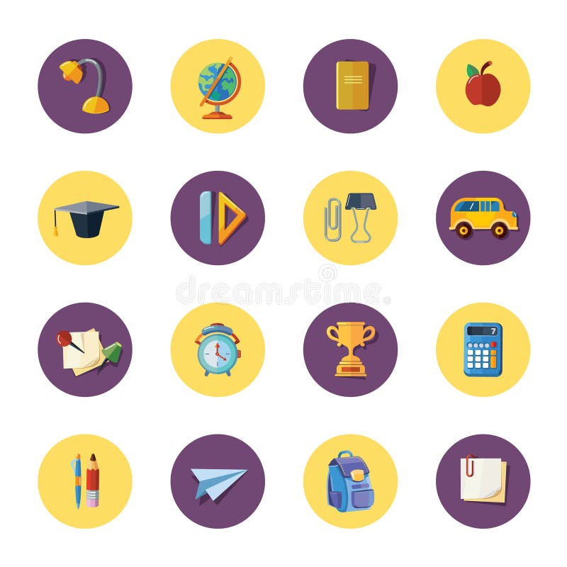 Vector Icons Set of School Elements Stock Vector - Illustration of icon ...