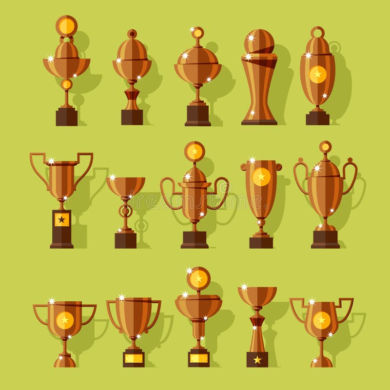 Vector Icons Set of Silver Sport Award Cups. Stock Illustration ...