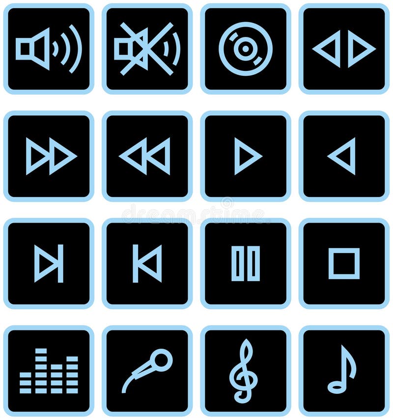 Audio icon set stock vector. Illustration of folder, note - 35670149