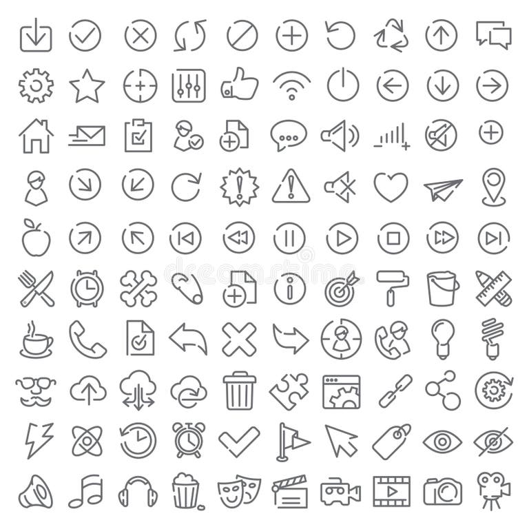 100 vector icons set stock vector. Illustration of camera - 45462001