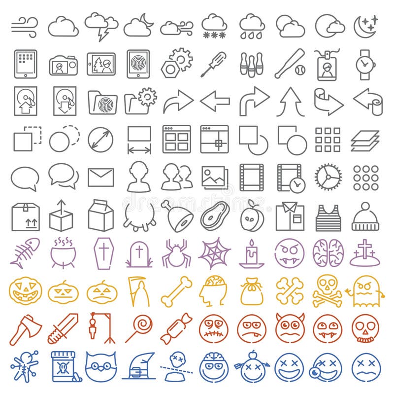 100 vector icons set stock vector. Illustration of handsfree - 45461996