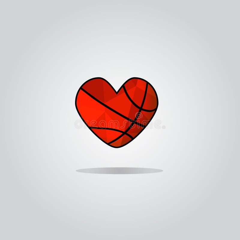 Vector Icons in the Shape of a Heart for Basketball. Stock Illustration ...