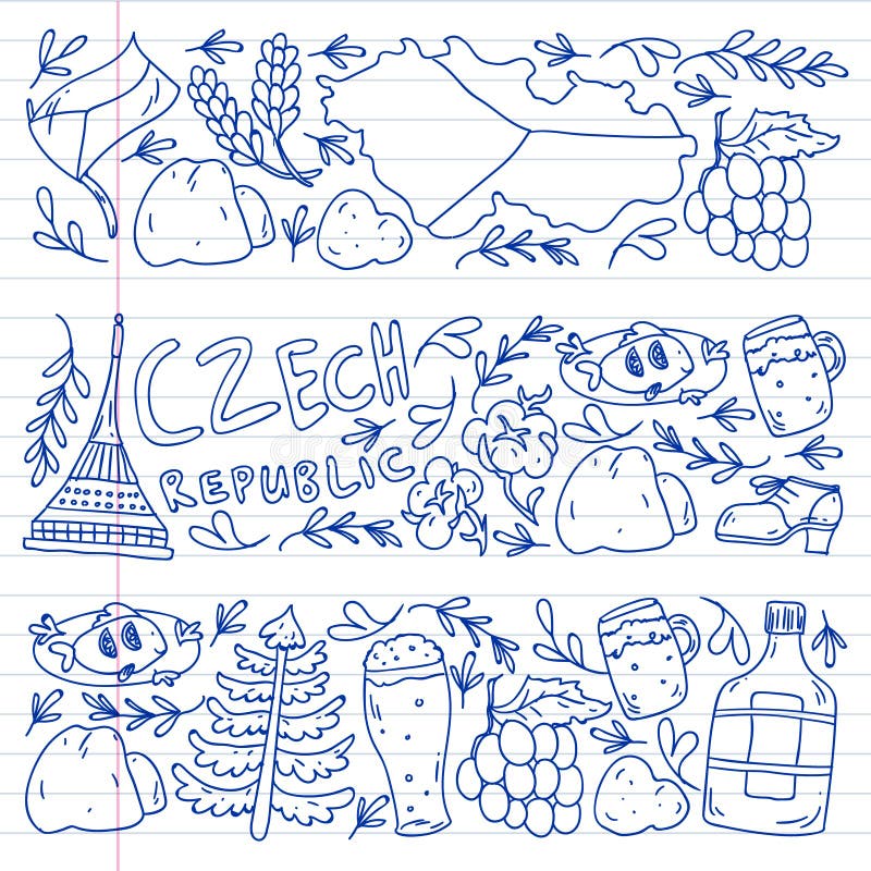 Vector Icons and Symbols. Czech Republic Illustrations for Banners ...