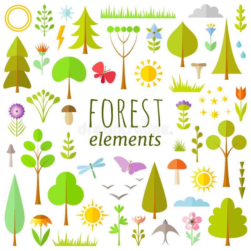 Vector Set of Forest Elements. Landscapes Constructor. Stock Vector ...