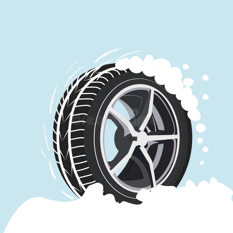 Vector Icons of Winter Wheels with Threads. Driving on Winter Off-road ...
