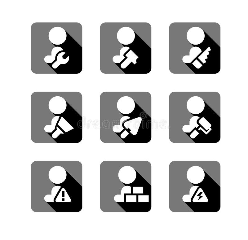 Vector icons of worker. stock vector. Illustration of building - 116100605