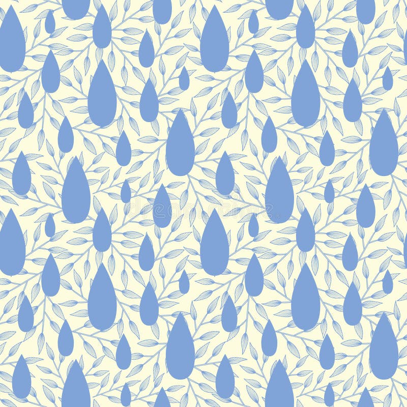 Vector Icy Blue Water Drops on Leaves Texture Creative Hand Drawn ...