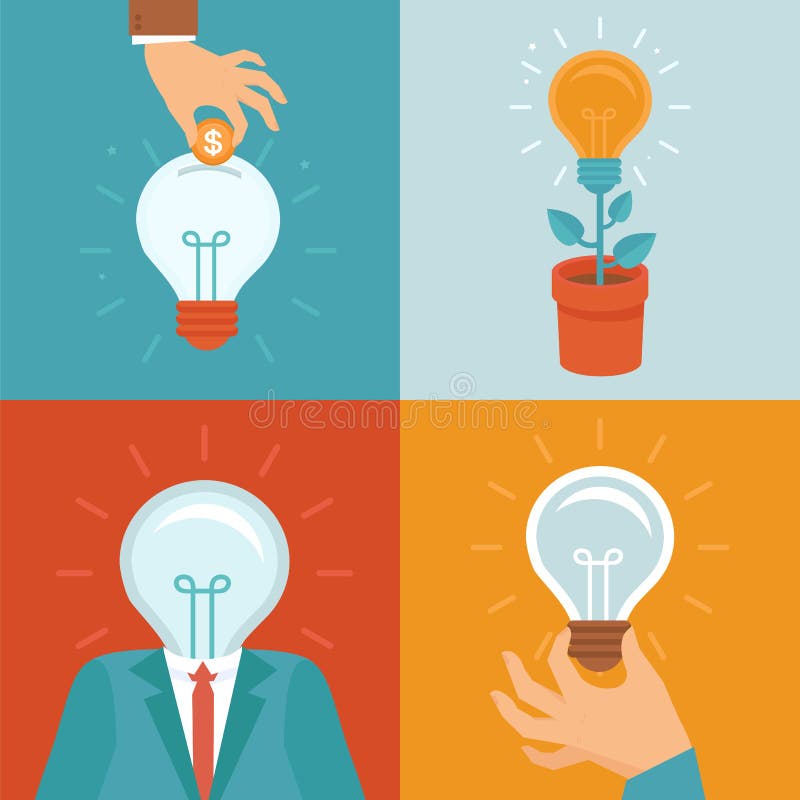 Vector Light Bulb and Brain Icon Stock Vector - Illustration of ...