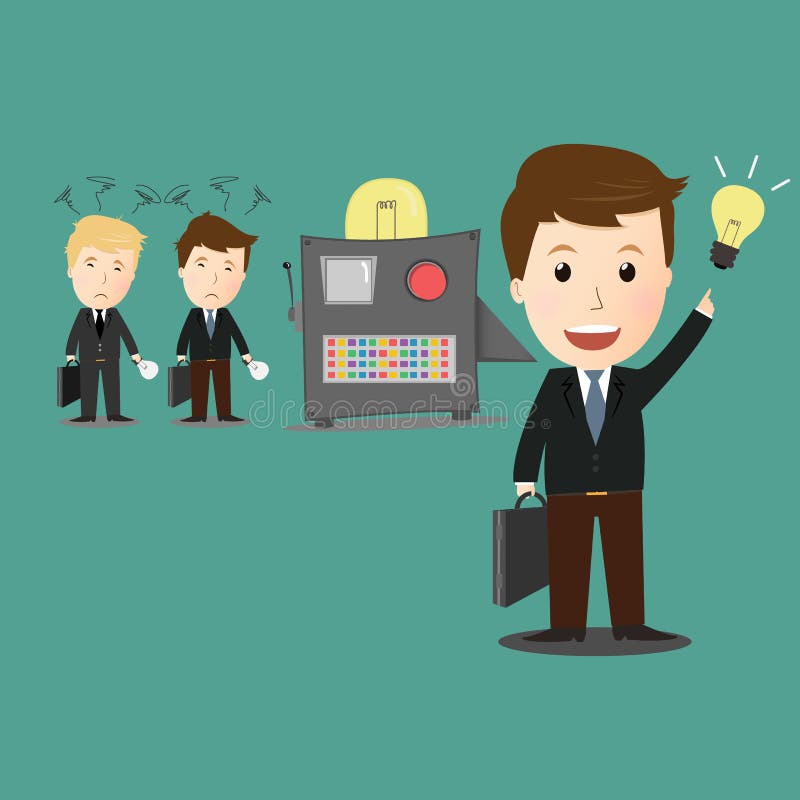 Vector of Idea Maker Machine with Businessman Stock Vector ...
