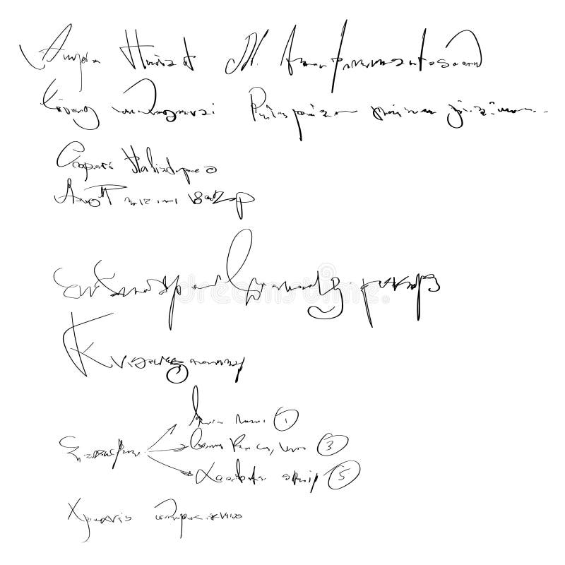 Vector Illegible Handwriting Black And White Script Background Stock