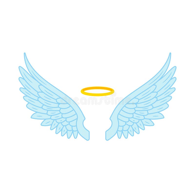 Vector Illstration of Angel Wings and Halo. Flat Design. Isolated ...