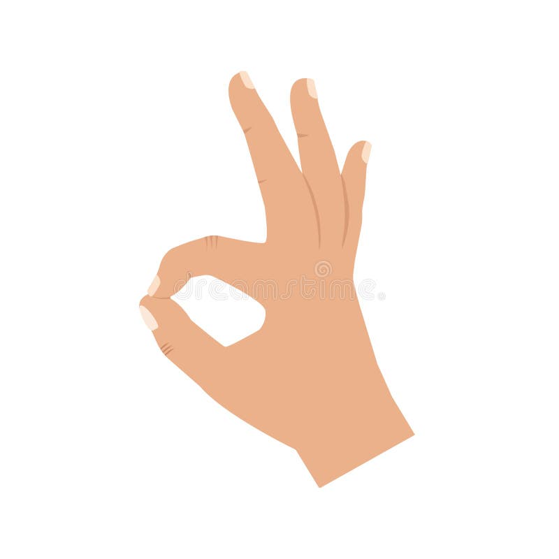 Vector Illstration of Hand, Ok Sign. Flat Design. Isolated. Stock ...