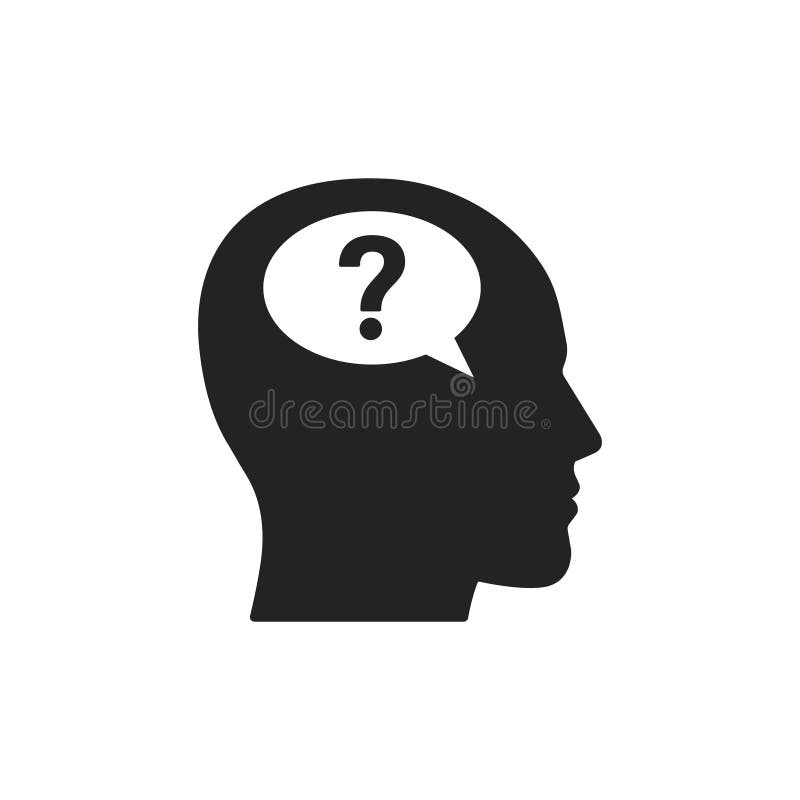 Vector Illstration of Head with Question Mark Icon. Flat Design ...