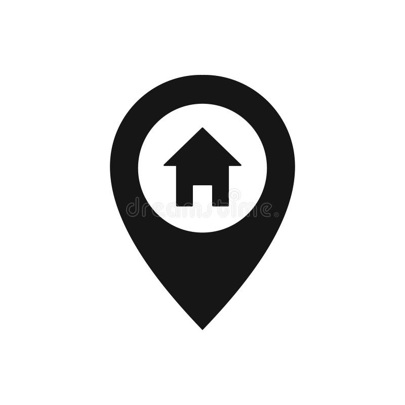 Vector Illstration of Pin House Icon. Flat Design. Isolated. Stock ...